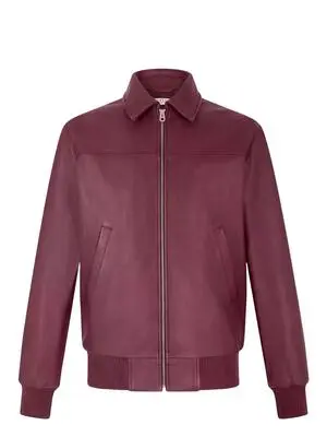 FURSAC Leather Bomber Jacket - Red