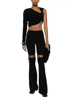 NENSI DOJAKA Lace-up Ribbed Trousers - Black