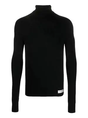 Balmain Logo Patch Ribbed-knit Jumper - Black