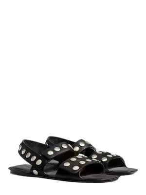 Khaite Boden Flat Sandals With Stud Detailing - Black