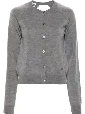 Moschino Mélange Effect Virgin Wool Cardigan - Black