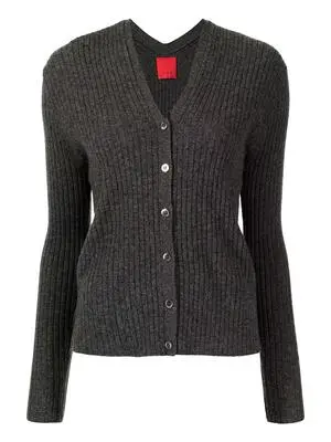 Cashmere In Love Ribbed-knit Cropped Cardigan - Grey