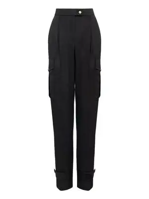 Alexander McQueen Alexander McQueen High-Waisted Wool Trousers With Embossed Gold-Tone Buttons Black