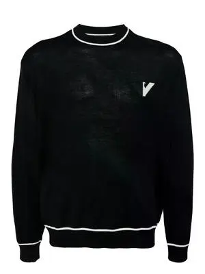 Emporio Armani Logo Jacquard Crew Neck Sweater - Blue