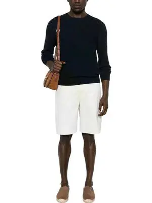 Canali Basket-weave Crew Neck Sweater - Blue