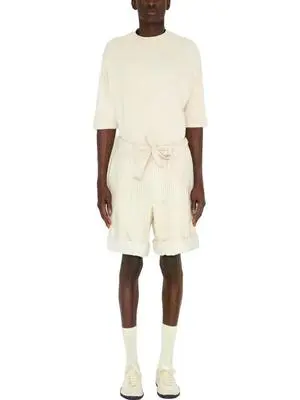 MAISON MARGIELA Striped Cotton Blend Shorts - Neutrals