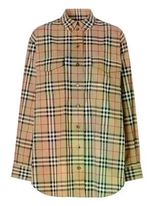 Burberry Check Cotton Shirt - Neutrals
