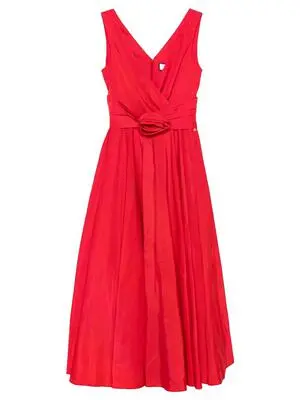 NISSA Floral Appliqué Maxi Dress - Red