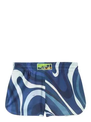 Emilio Pucci Pucci Marmo-Print Elasticated Waistband Shorts Blue