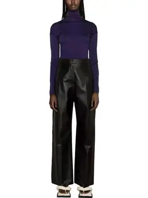 Fabiana Filippi Wide-leg Leather Trousers - Black
