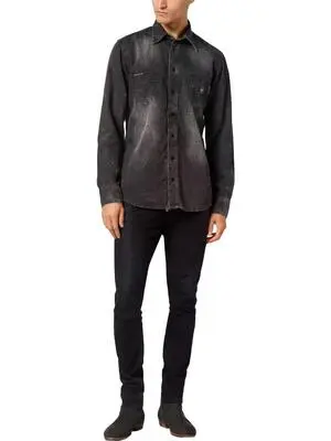 Philipp Plein Skull & Bones Denim Shirt - Grey