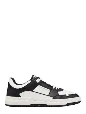 Valentino Garavani Freedots Low Top Calfskin Leather Sneakers - Black