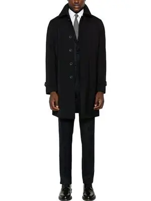 Herno Logo Plaque Gabardine Coat - Blue