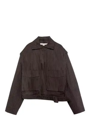 Remain Birger Christensen Pinstriped Bomber Jacket - Brown