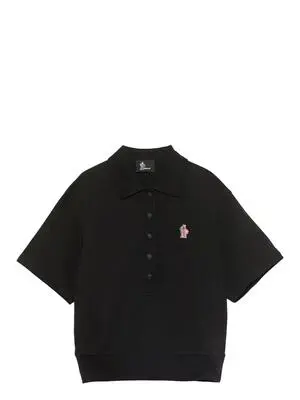 Moncler Logo-Patch Cotton Polo Shirt Black
