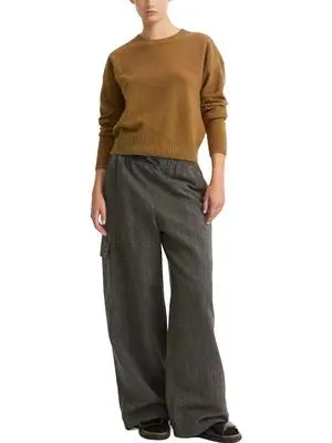 YVES SALOMON Wide Leg Cargo Trousers - Grey
