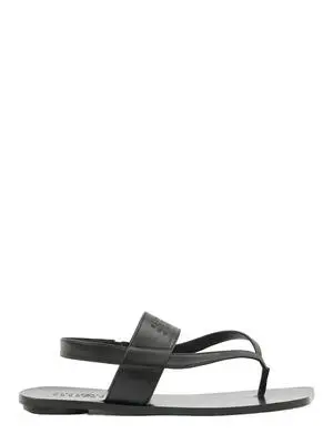 MAISON MARGIELA Leather Logo Debossed Sandals - Black