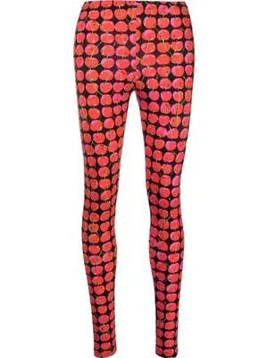 La DoubleJ Cherry-print Mid-rise Leggings - Black
