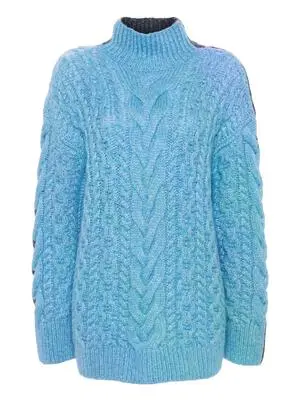 Stella McCartney Two-tone Cable-knit Jumper - Blue