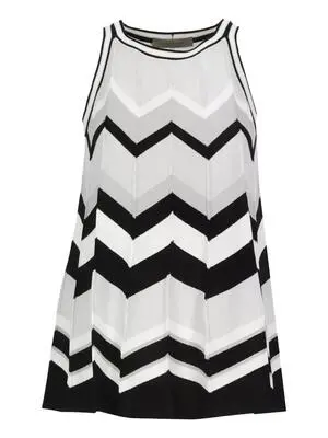 D.exterior Plissé Zigzag Print Tank Top - Silver
