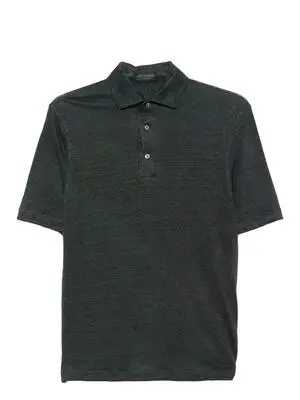 DELL'OGLIO Linen Polo Shirt - Grey