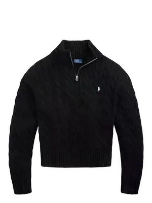 Polo Ralph Lauren Cable-knit Quarter-zip Sweater - Black