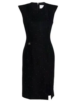GENNY Pinstriped Bodycon Midi Dress - Blue