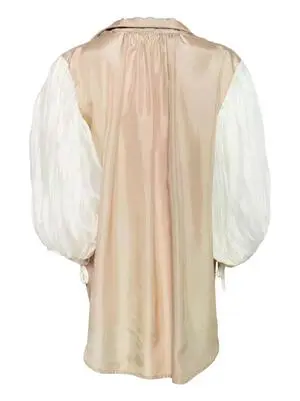 SHANSHAN RUAN Three-quarter Length Pleated Blouse - Neutrals