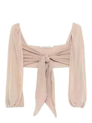 Philosophy Di Lorenzo Serafini Sweetheart Neck Draped Front Tie Blouse - Neutrals
