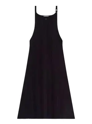 COURREGES Buckle-detail Ribbed Dress - Black