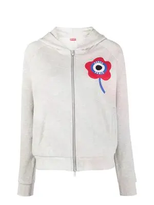 Kenzo Logo-print Zip-up Hoodie - Neutrals
