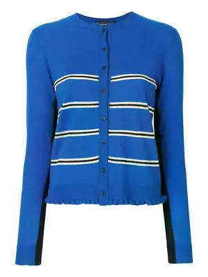 Cashmere In Love Cropped Striped Cardigan - Blue