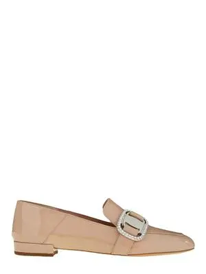 FERRAGAMO Vara Patent-leather Chain-loafers - Neutrals