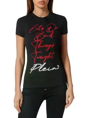 Philipp Plein Cotton Graphic Print T-shirt - Black