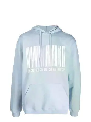 VTMNTS Cotton Blend Hoodie With Barcode Print - Blue