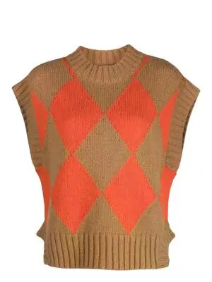 La DoubleJ Argyle Knitted Vest - Neutrals