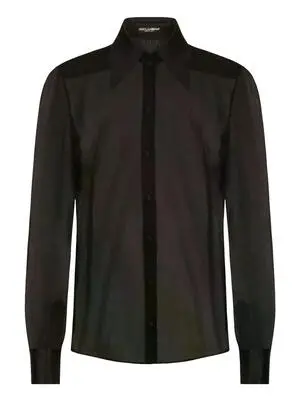 Dolce & Gabbana Silk Blend Semi-sheer Mesh Shirt - Black