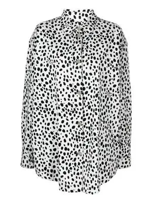 MOSCHINO MOSCHINO JEANS Dalmatian-Print Shirt Jacket With All-Over Logo
