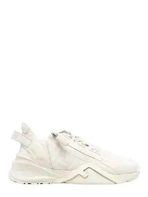 Fendi Logo-print Leather Sneakers - Neutrals