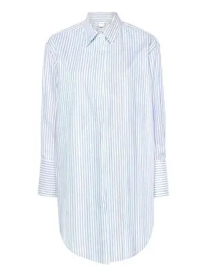Victoria Beckham Striped Organic Cotton Shirt - Blue