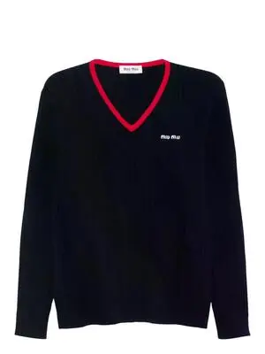 MIU MIU Miu Miu Cashmere Blend V-Neck Sweater