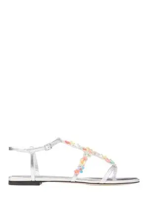 JIMMY CHOO Gwyn/daisy -tone Sandals With Floral Embellishments - Silver