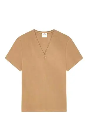 COURREGES Logo-embroidered Cotton-blend T-shirt - Neutrals