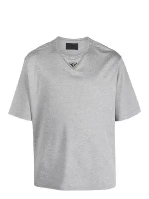 Prada Triangle-logo Cotton T-shirt - Grey