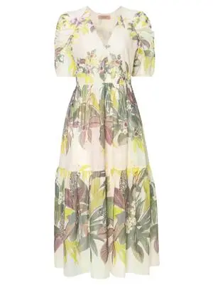 TWINSET Jungle Print Muslin Dress - Green