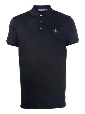 Ralph Lauren Purple Label Embroidered Logo Polo Shirt - Blue