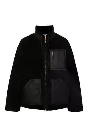 Moschino Faux Shearling Jacket With Paneled Detailing - Black
