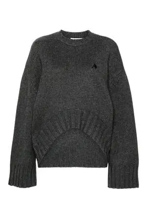 Attico Charcoal Wool-cashmere Blend Ribbed-knit Sweater - Grey