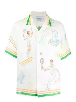 Casablanca Logo-print Linen Shirt - Multicolour