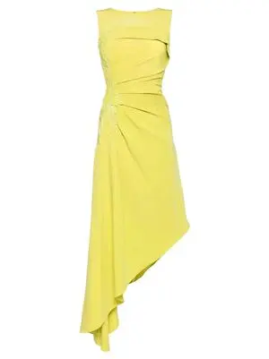 SAIID KOBEISY Gathered Crepe Asymmetric Dress - Green